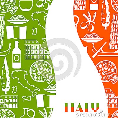 Italy Background Design. Italian Symbols And Objects Vector ...