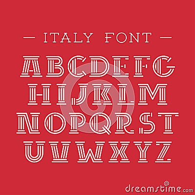 Italy Font. Vector Alphabet With Latin Letters Royalty-Free Stock ...