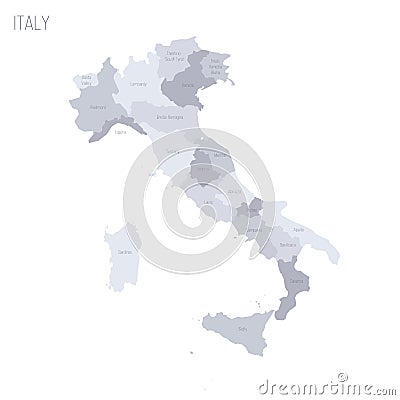 Italy Political Map Of Administrative Divisions Vector Illustration ...
