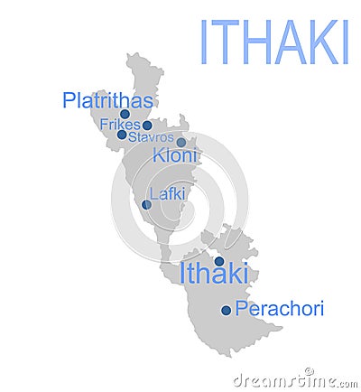 Ithaca Island In Greece Vector Map Silhouette Illustration Isolated On ...