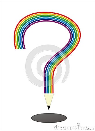 Question Mark Pencil In Rainbow Pattern Stock Image - Image: 30152311