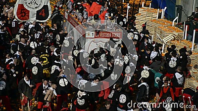 Ivrea Carnival 27 02 2017 stock footage. Video of culture - 87639306