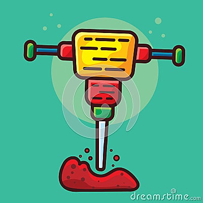Jackhammer Construction Tool Isolated Cartoon Vector Illustration In ...