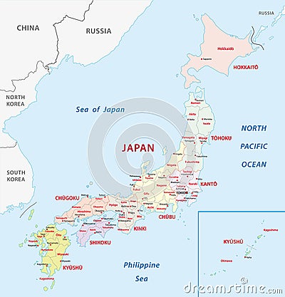 Japan Administrative Map Stock Vector - Image: 47426670