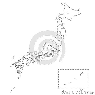 Japan - Blank Map Of Prefectures Cartoon Vector | CartoonDealer.com ...