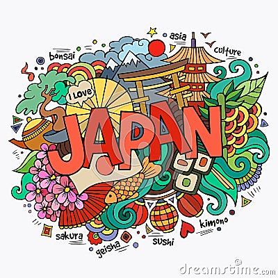 Japan Hand Lettering And Doodles Elements Stock Vector - Image: 47651383