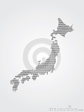 Japan Vector Map Illustration Using Binary Codes On White Background To ...