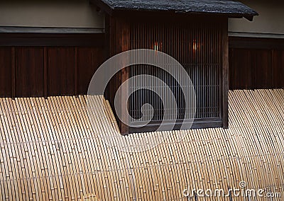 Japanese Windows And Walls With Bamboo Strips Background Royalty-Free ...