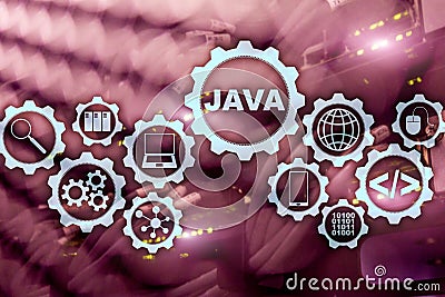 Java Programming Concept. Virtual Machine. On Server Room Background Royalty-Free Stock Photo ...