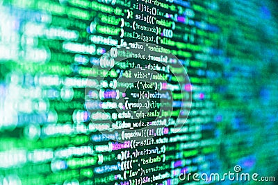 Javascript Functions, Variables, Objects. Programmer Working On Computer Screen. Programming ...