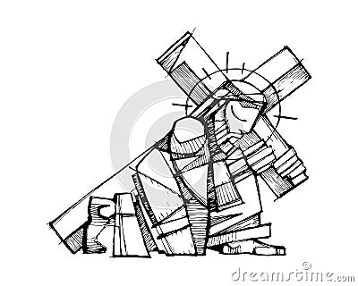 Jesus Christ Carrying The Cross Stock Vector - Image: 78160185