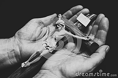 Jesus On Cross In Hands Royalty-Free Stock Photography | CartoonDealer ...