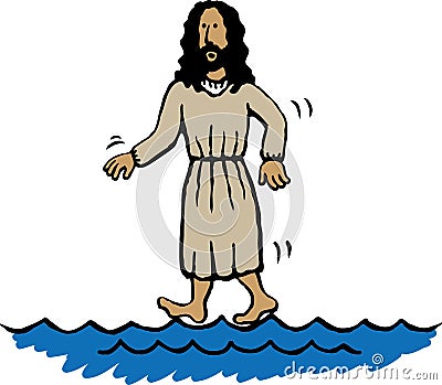 Jesus Walking On Water Cartoon Vector | CartoonDealer.com #22756637