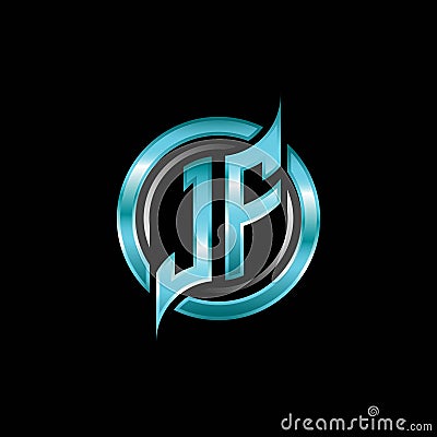 JF Initial Monogram Logo Circle Rounded Vector Illustration ...