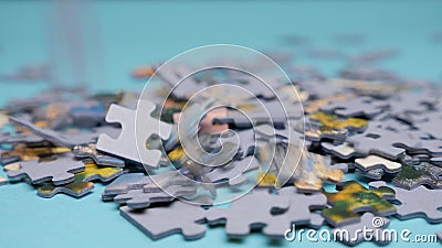 Jigsaw Puzzle Pieces Falling Down. Falling Down Randomly Puzzles Fill ...