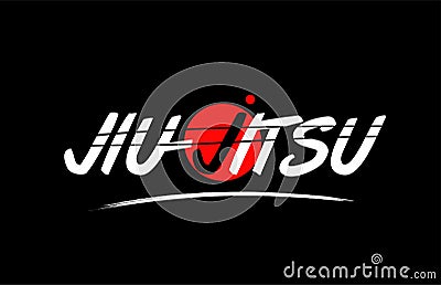 Jiu Jitsu Word Text Logo Icon With Red Circle Design Stock Image ...