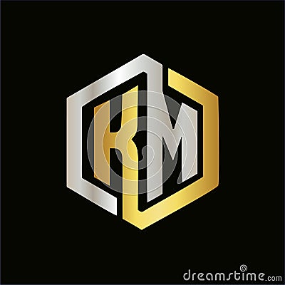 Vector Letters Of Elegant KM Color Logos | CartoonDealer.com #148919276