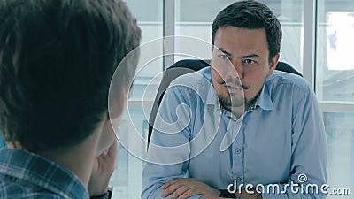 Job Interview. Manager, Boss in Office Talking with an Applicant. Over ...