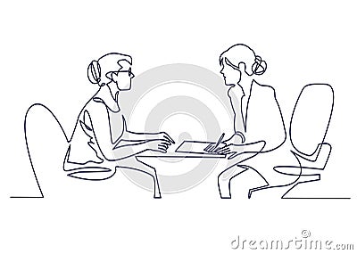 Job Interview - Vector Modern Simple One Line Design Composition With ...