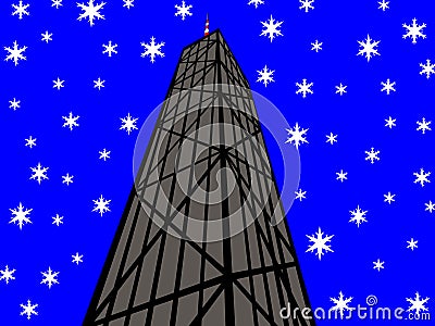 John Hancock Tower Chicago In Winter Cartoon Vector | CartoonDealer.com ...