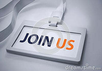 JOIN US Message On Identification Card Background. Stock Photography ...