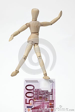 Jointed Doll Balancing On A 500-Euro-Banknote Royalty-Free Stock Image ...