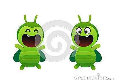 Jolly Green Beetle Smiling Two Types Cartoon Vector | CartoonDealer.com ...
