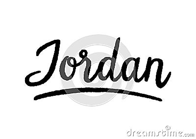 Jordan Hand Lettering On White Background Vector Illustration ...