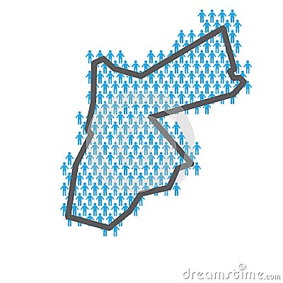 Jordan Population Map. Country Outline Made From People Figures Vector ...
