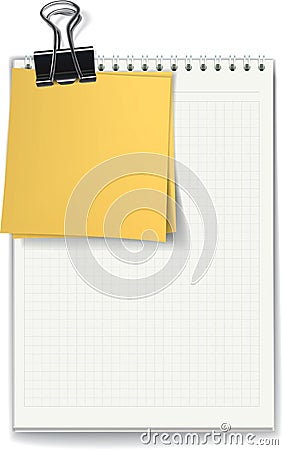 The Jotter And Stickers Fastened By A Binder Clip Vector Illustration ...