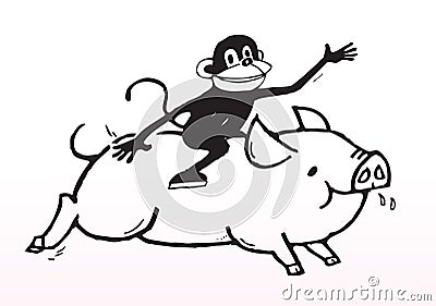 Joy Ride - Monkey And Pig Royalty Free Stock Image - Image: 6684126