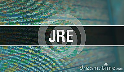 JRE With Binary Code Digital Technology Background. Abstract Background With Program Code And ...