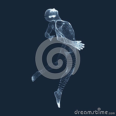 Jumping Man. 3D Model Of Man. Human Body Model. Cartoon Vector ...