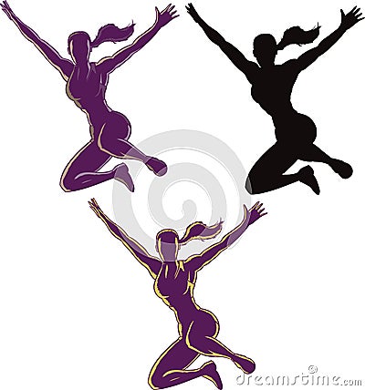 Jumping Outline Girl Stock Vector - Image: 43814347