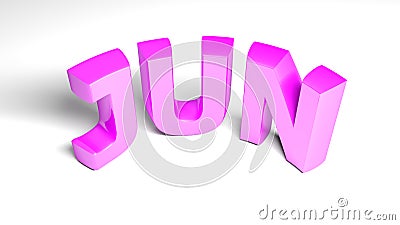 JUN For Juney, Pink On White Background - 3D Rendering Illustration ...