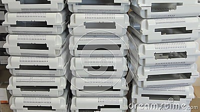 Junction Boxes Stand in Rows Enclosing Wire Connections Stock Video ...