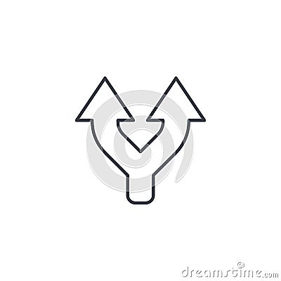 Junction, Separation, Two Paths, Ways Thin Line Icon. Linear Vector ...
