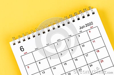 June 2022 Desk Calendar On Yellow Background Royalty-Free Stock ...