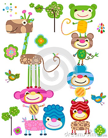 Jungle Animals Set Cartoon Vector | CartoonDealer.com #23506935