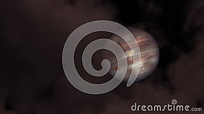 Jupiter on Night Sky and Light Orange Cloud Moving Pass Stock Footage ...