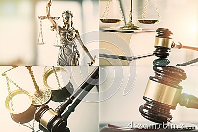 Justice Collage Symbols Light Background Stock Photo | CartoonDealer ...