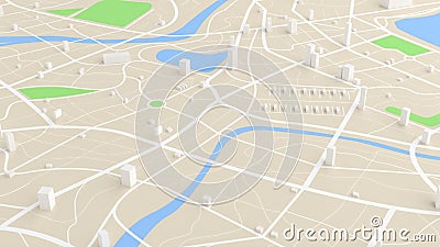 4K Animation Aerial View of Map with 3d Building and Destination Moving ...