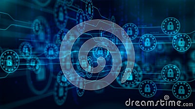 4K Animation Security Lock with Loading Connection Line for Futuristic ...