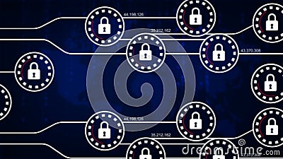 4K Animation Security Lock with Loading Connection Line for Futuristic ...