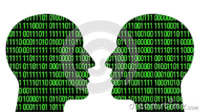 4k Brain Head Matrix Style Binary Code,man Thinking AI Artificial ...