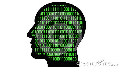 4k Brain Head Matrix Style Binary Code,man Thinking AI Artificial ...