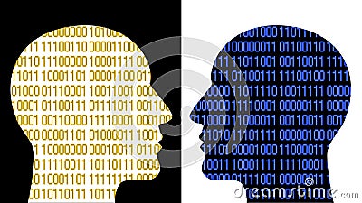 4k Brain Head Matrix Style Binary Code,man Thinking AI Artificial ...