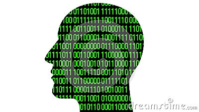 4k Brain Head Matrix Style Binary Code,man Thinking AI Artificial ...