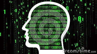 4k Brain Head Matrix Style Binary Code,man Thinking AI Artificial ...
