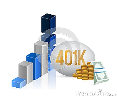 401k Egg And Cash Money Graph Illustration | CartoonDealer.com #31091824